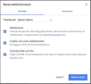 Rensa cache, cookies och historik i din webbläsare – Manual