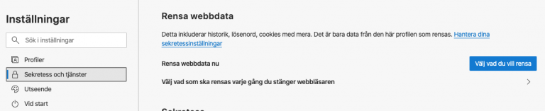 Rensa cache, cookies och historik i din webbläsare – Manual