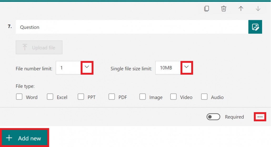 Create questions for a form in Forms – Manual