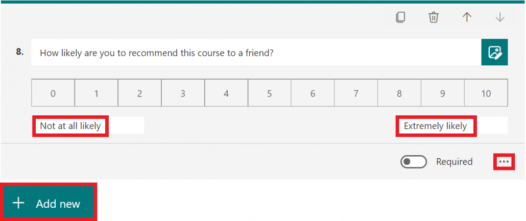 Create questions for a form in Forms – Manual