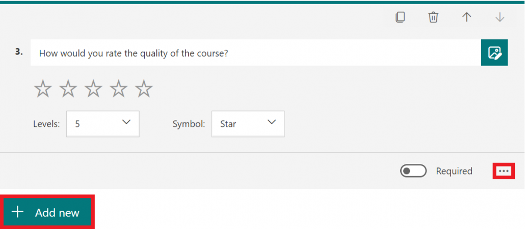 Create questions for a form in Forms – Manual