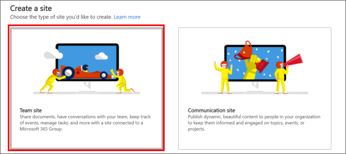 Find, create, and delete team sites in SharePoint – Manual