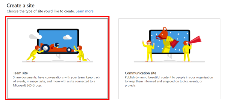 Find, create, and delete team sites in SharePoint – Manual