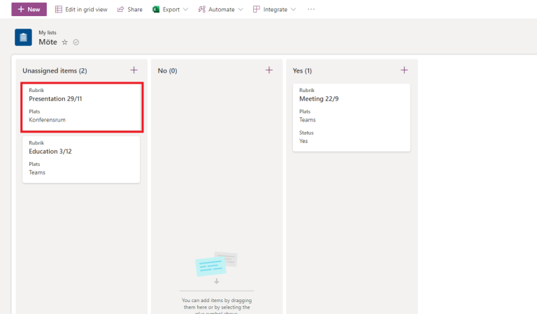 Create a board view in Microsoft Lists – Manual