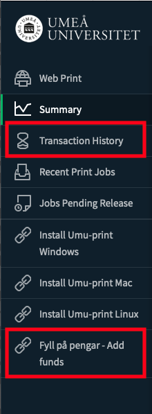 Add funds to Umu-print – Manual